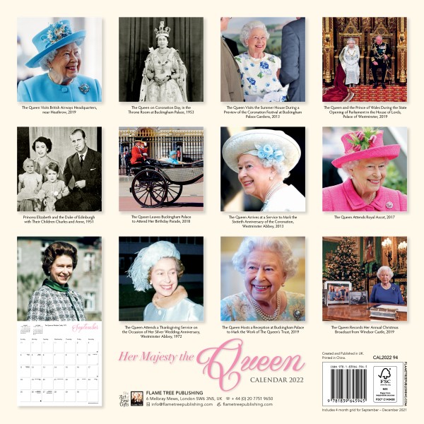 Her Majesty the Queen Wall Calendar 2022 (Art Calendar) - Flame Tree ...