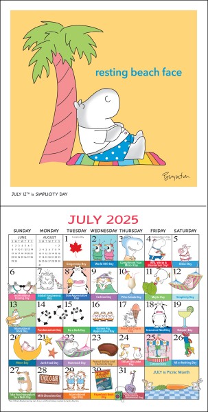 Sandra Boynton's Every Day's a Fabulous Holiday 2025 Wall Calendar ...
