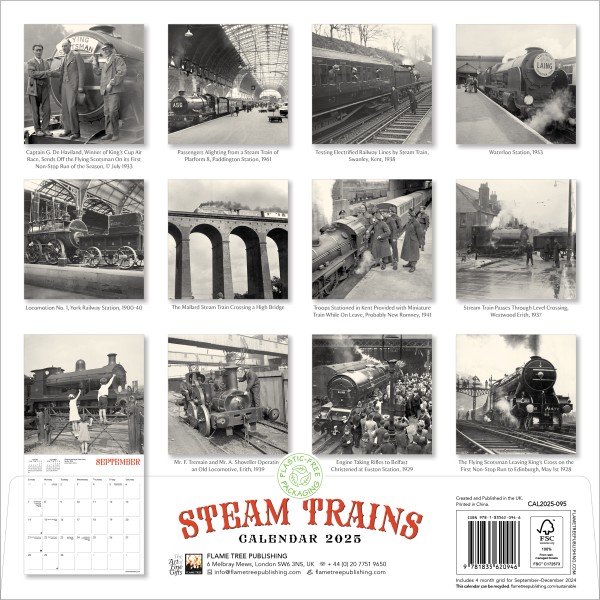Steam Trains Heritage Wall Calendar 2025 (Art Calendar) - Flame Tree ...