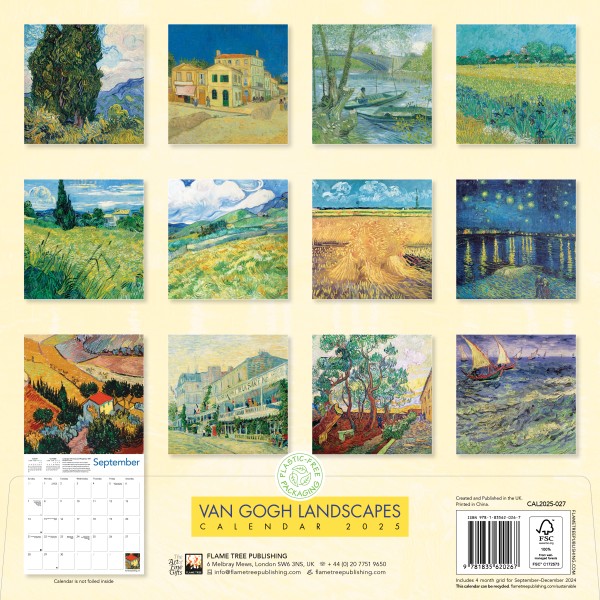 Vincent van Gogh Landscapes Wall Calendar 2025 (Art Calendar) - Flame ...