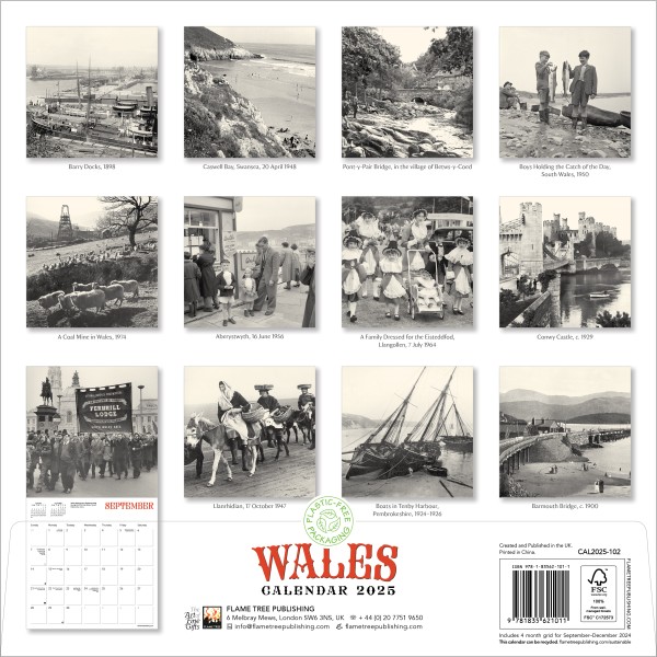 Wales Heritage Wall Calendar 2025 (Art Calendar) - Flame Tree Publishing