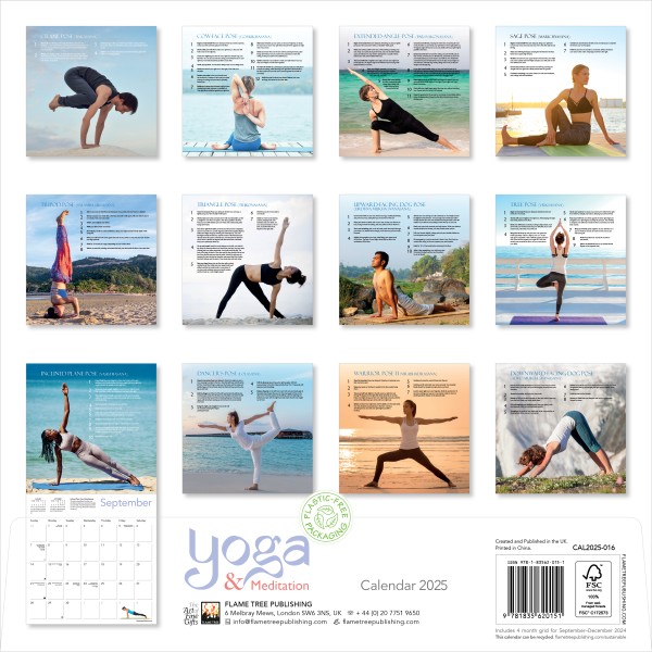 Yoga & Meditation Wall Calendar 2025 (Art Calendar) - Flame Tree Publishing